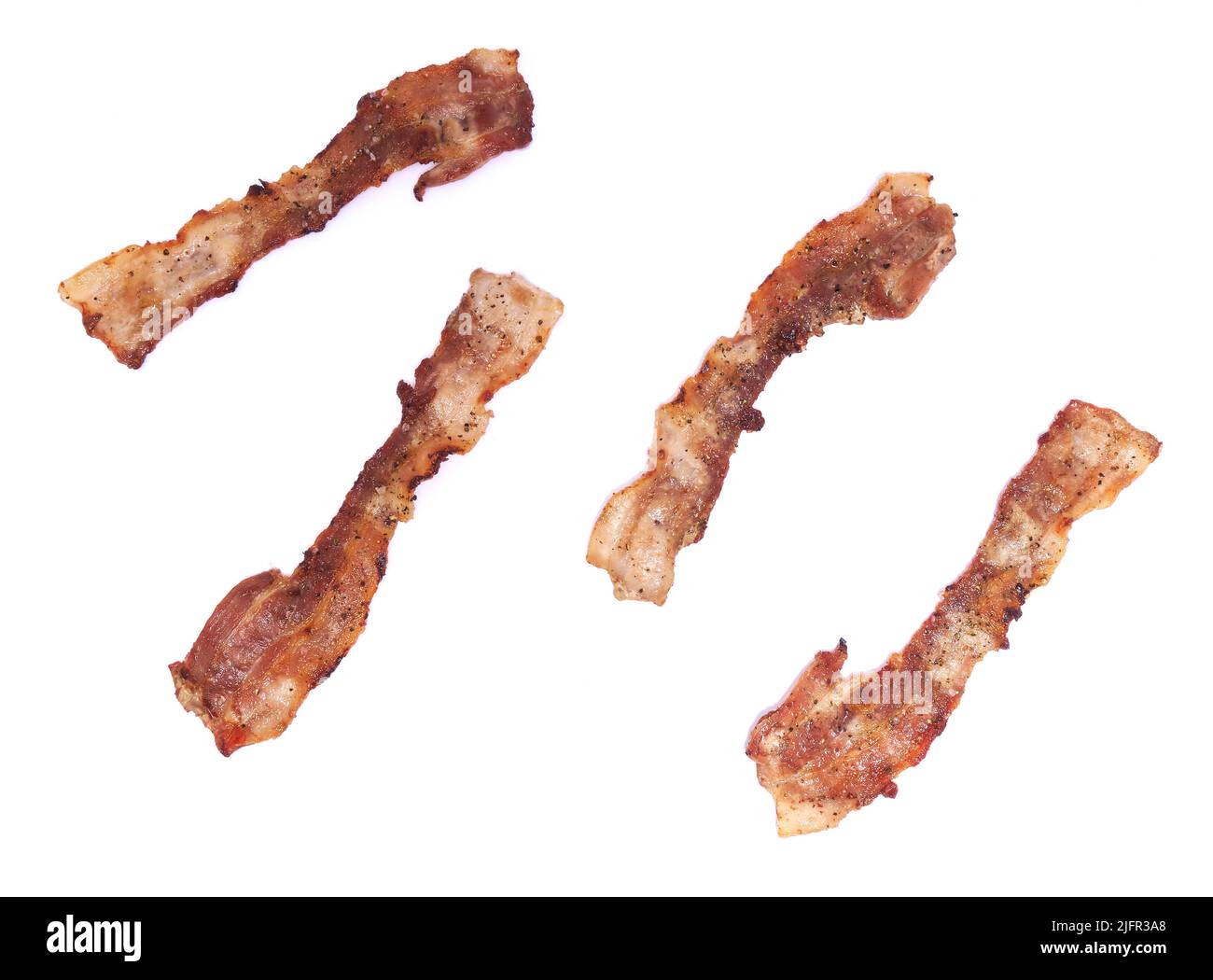 Cooked slices of bacon isolated on white background Stock Photo - Alamy