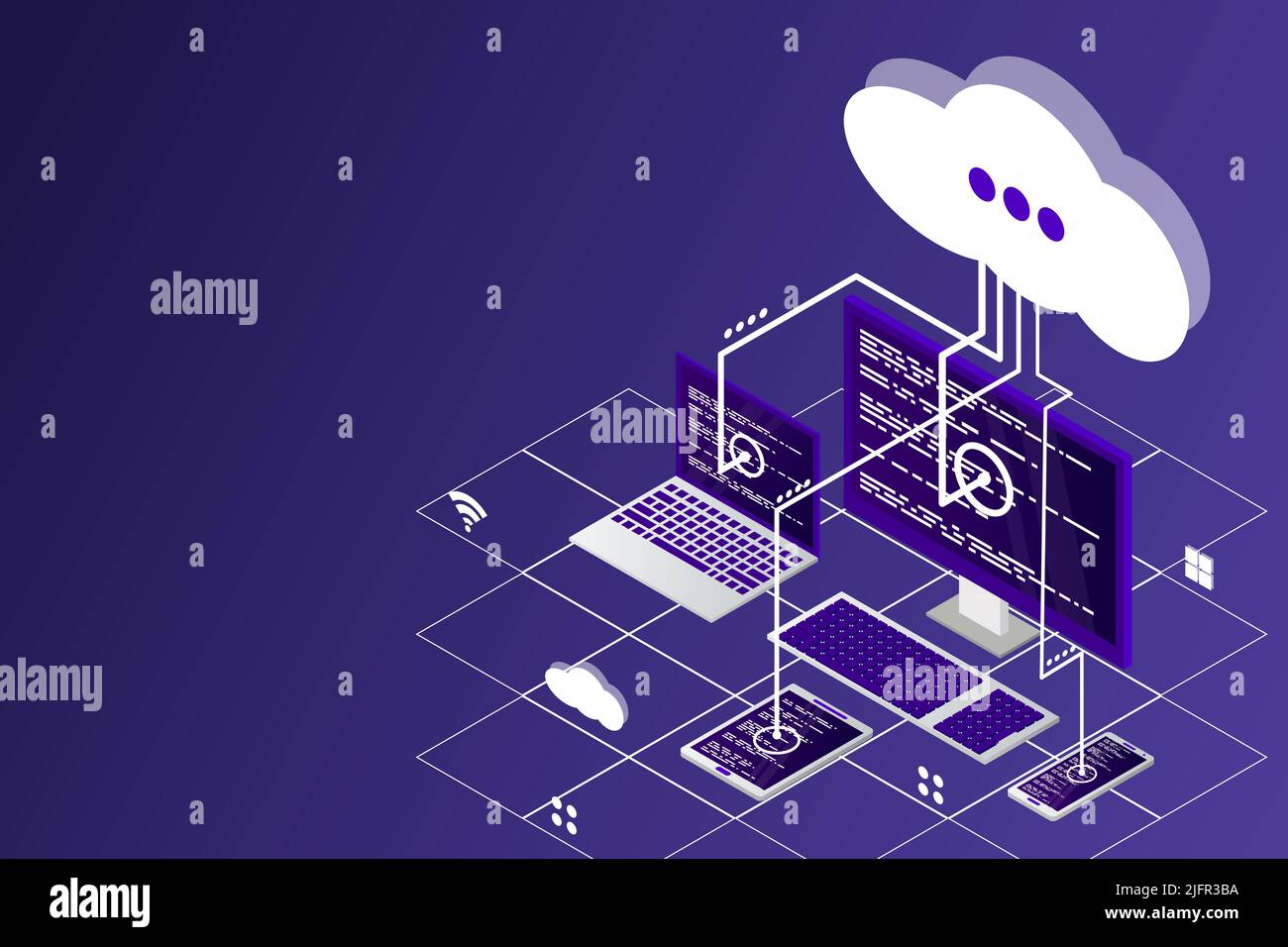 Cloud computing concept isometric vector illustration. Modern cloud ...
