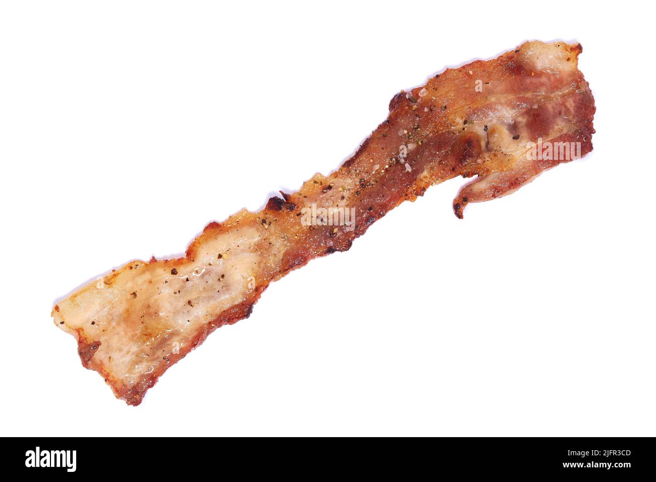 Cooked slices of bacon isolated on white background Stock Photo - Alamy