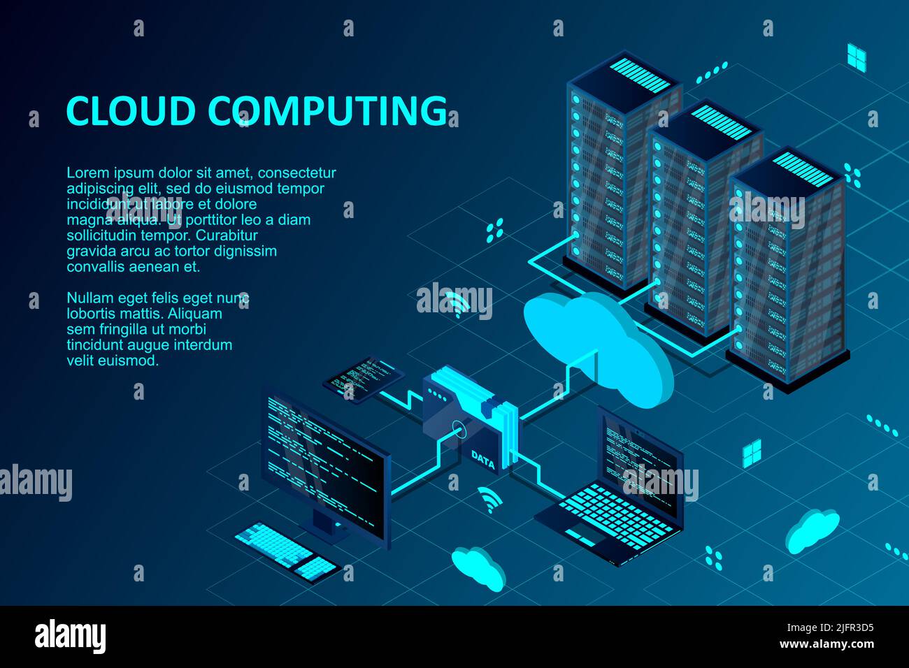 Cloud computing concept isometric vector illustration. Isometric cloud ...