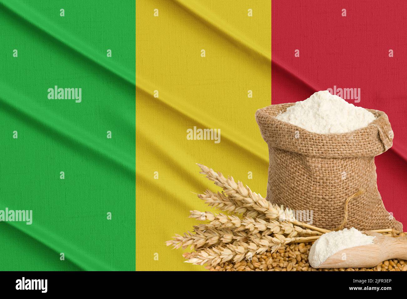 Mali grain crisis, Concept global hunger crisis, On background Flag ...