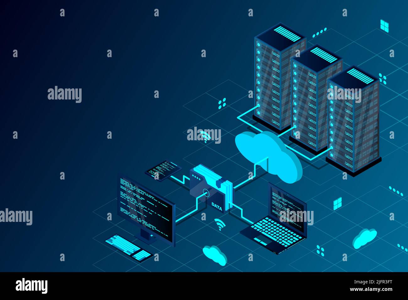 Cloud computing concept isometric vector illustration. Isometric cloud ...