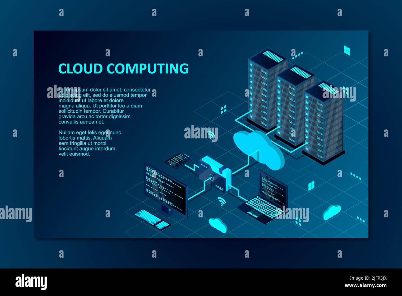 Cloud computing concept isometric vector illustration. Isometric cloud ...