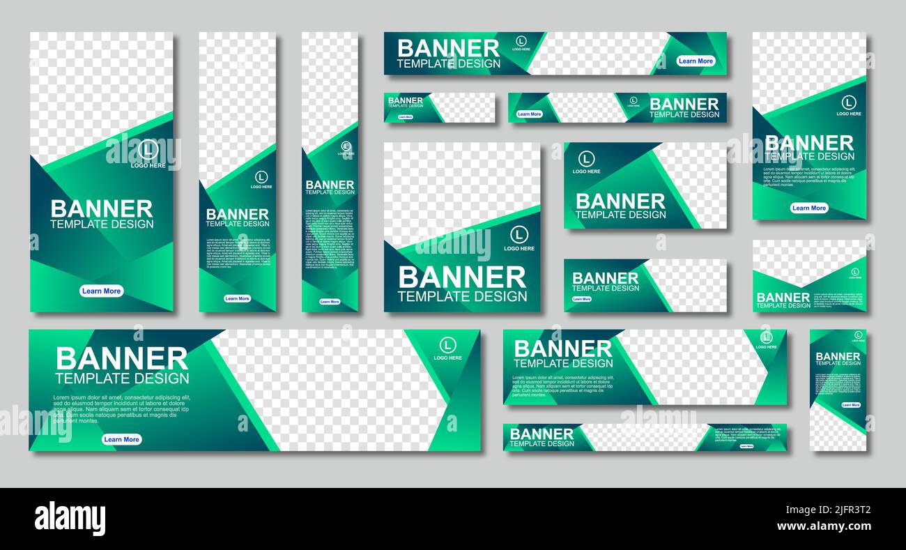 set of creative web banners of standard size with a place for photos ...