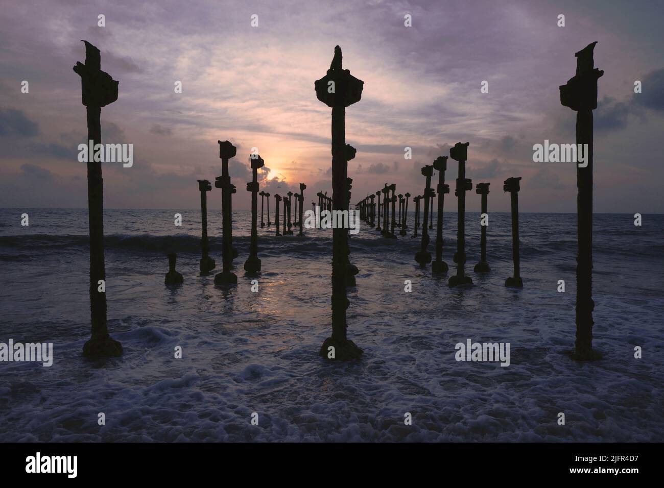 These beach piers were the remains of the bridge extension from the ...