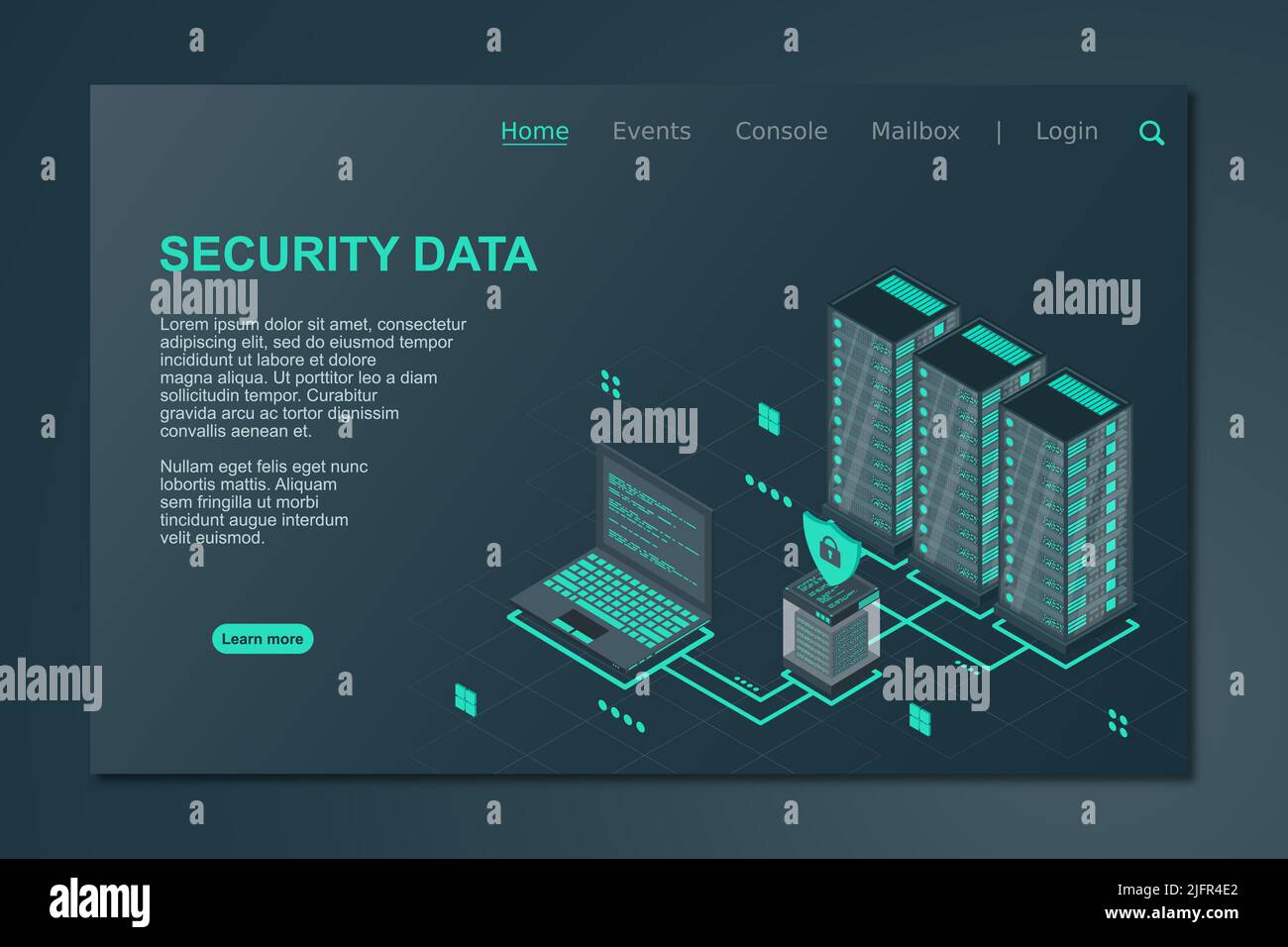 Data security isometric illustration. Illustration of a server laptop ...