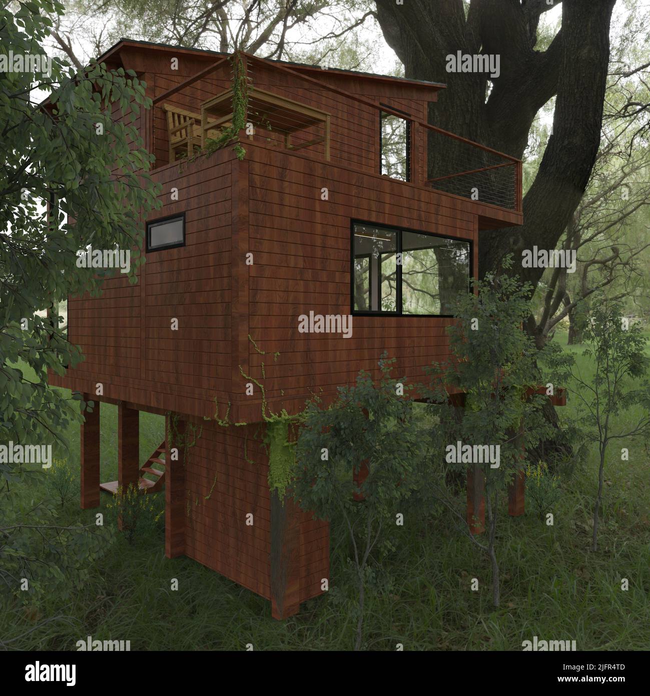 3D illustration eco house on the grass Stock Photo - Alamy