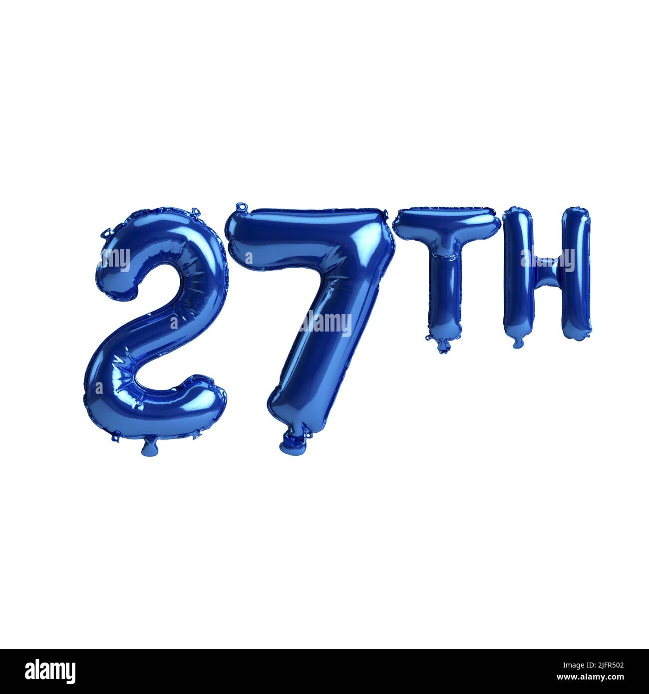 3d illustration of 27th blue balloons isolated on white background ...