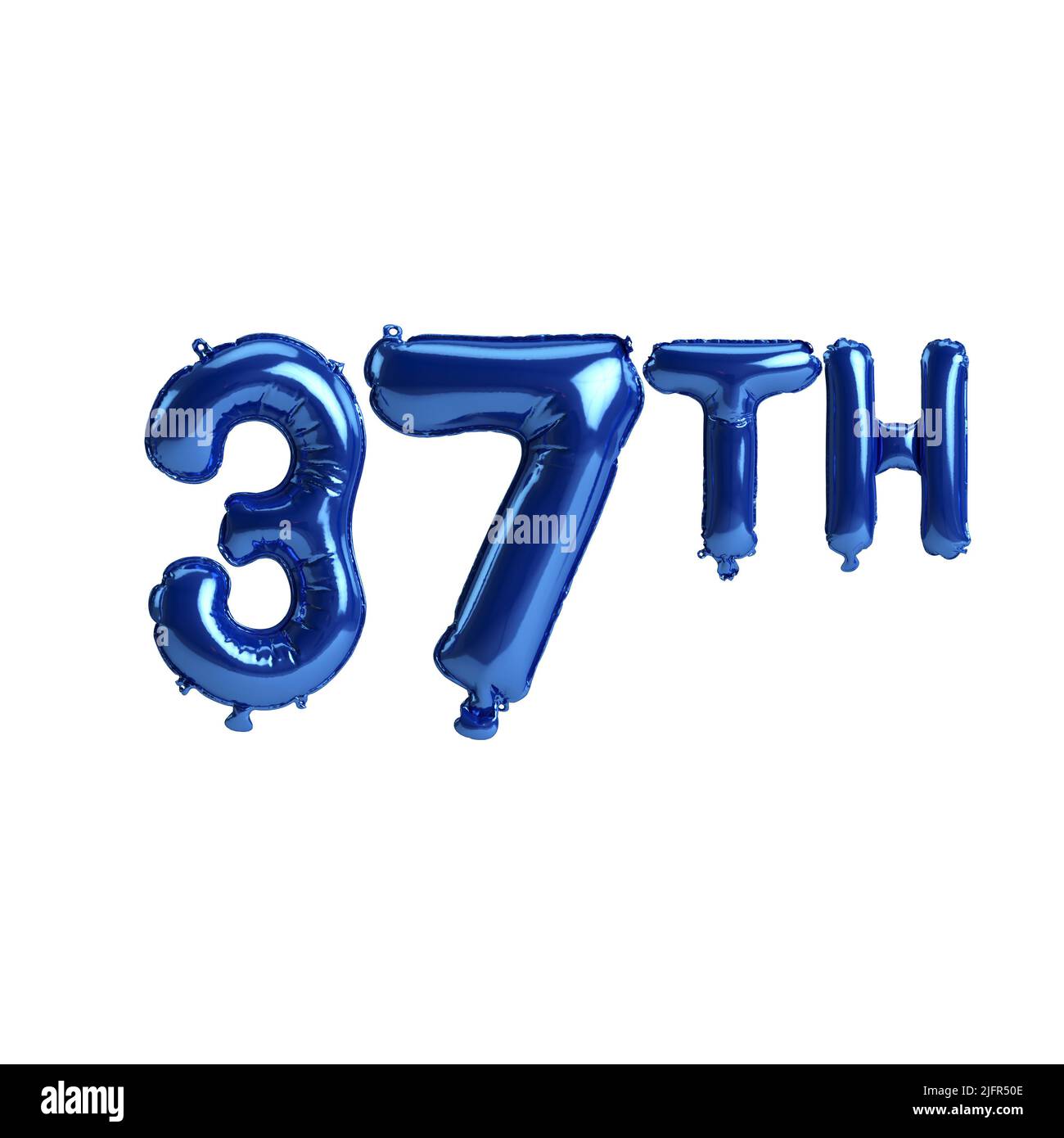 3d illustration of 37th blue balloons isolated on white background ...