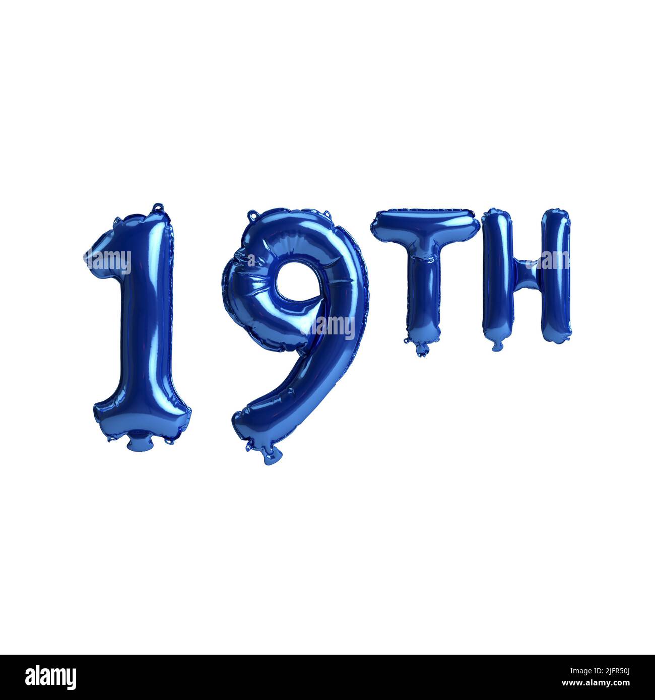 3d illustration of 19th blue balloons isolated on white background ...