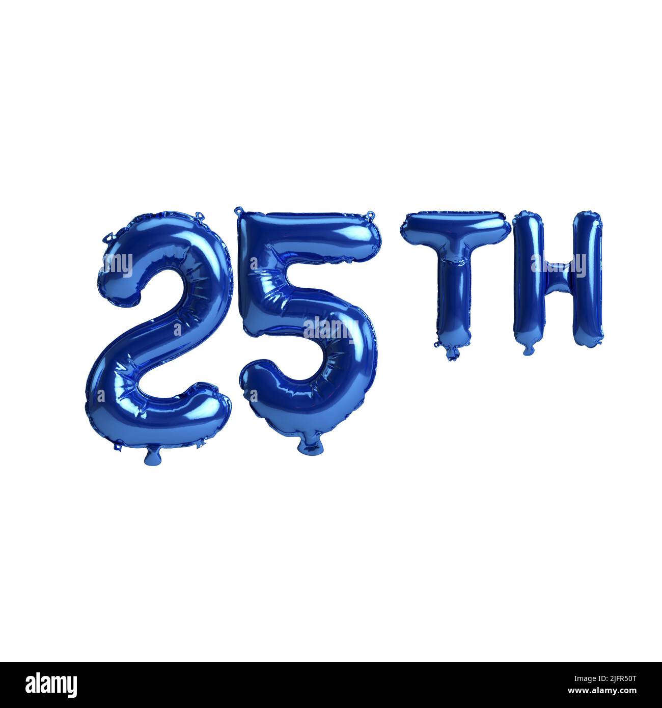 3d illustration of 25th blue balloons isolated on white background ...