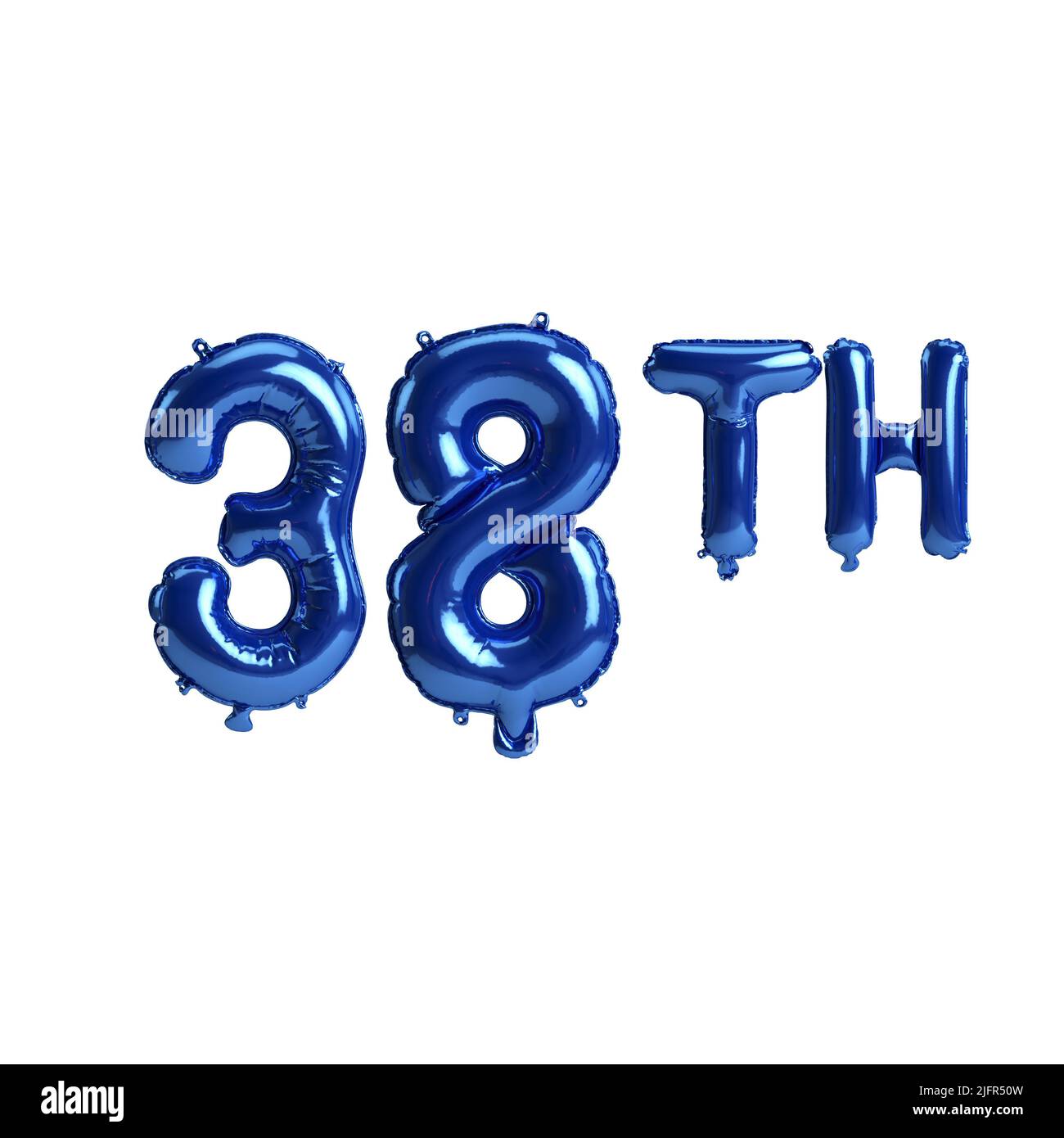 3d illustration of 38th blue balloons isolated on white background ...