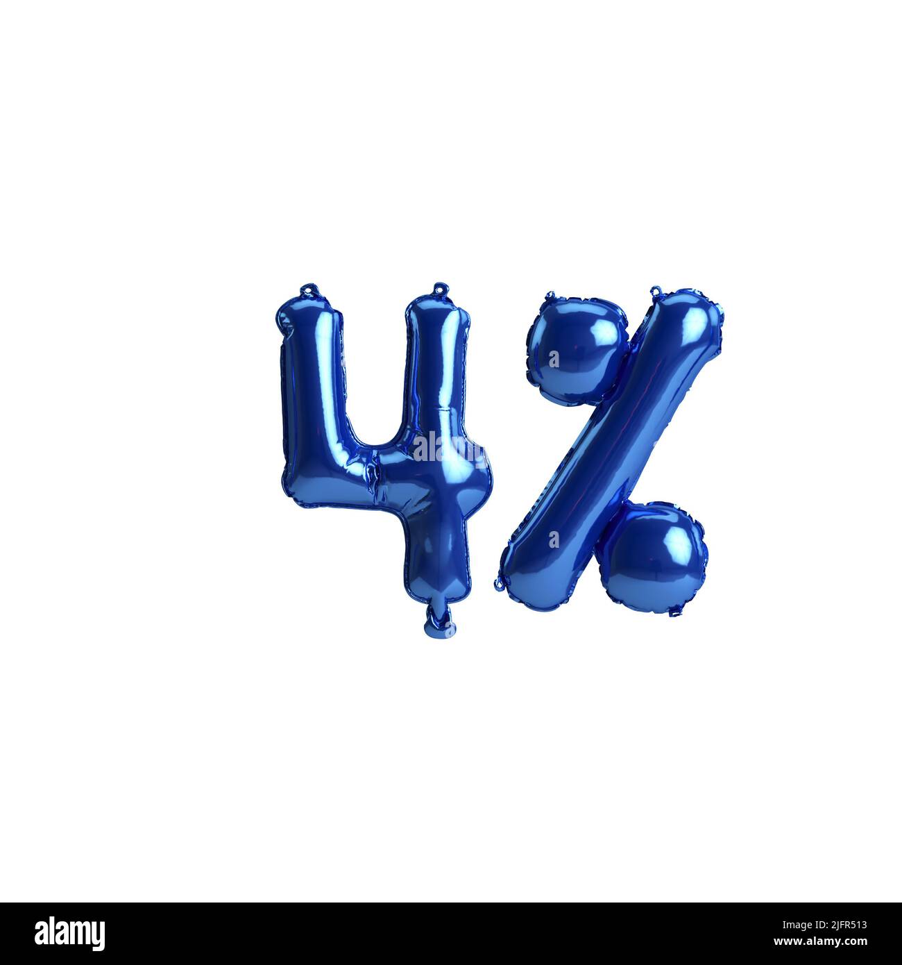 3d illustration of 4 percent blue balloons isolated on white background ...