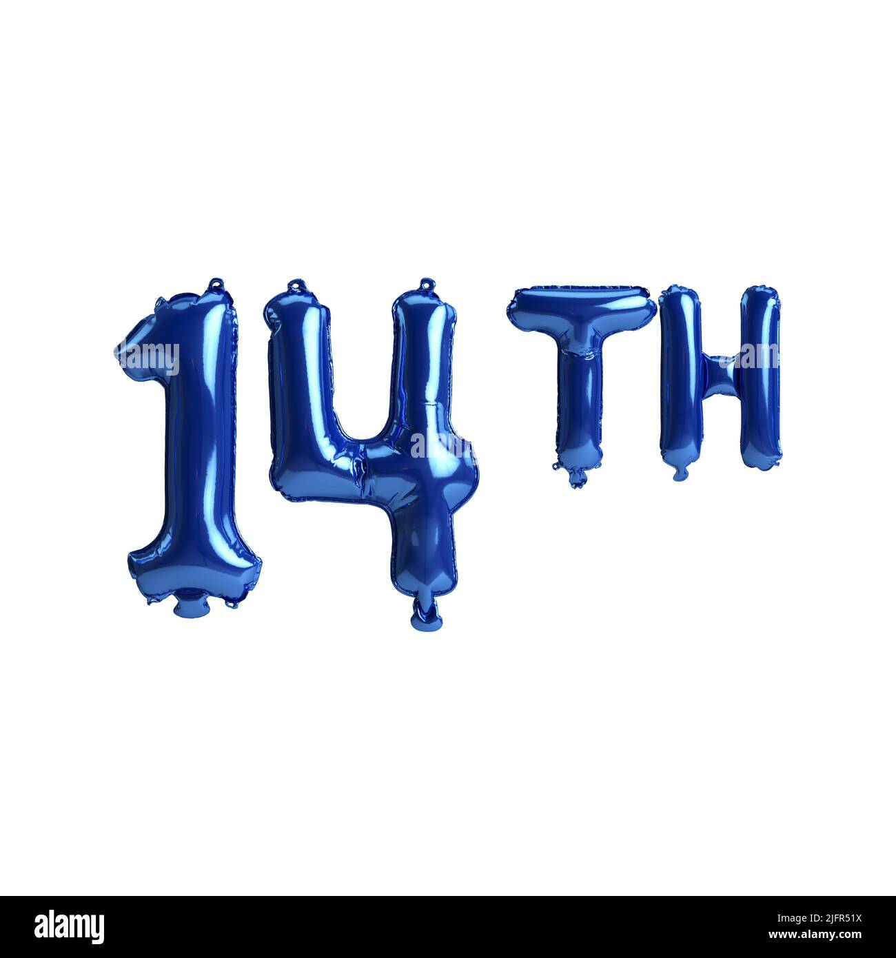 3d illustration of 14th blue balloons isolated on white background ...