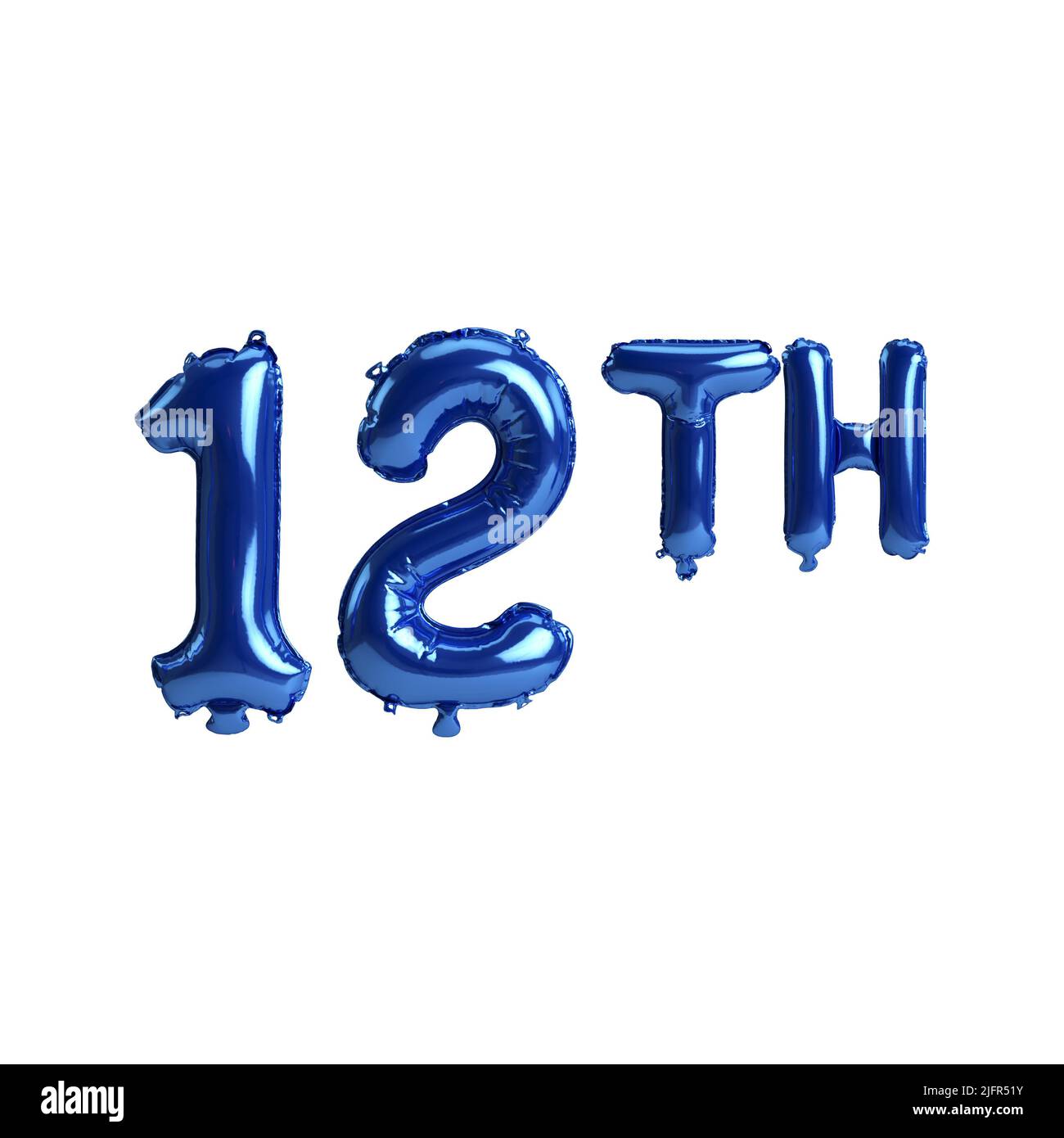 3d illustration of 12th blue balloons isolated on white background ...
