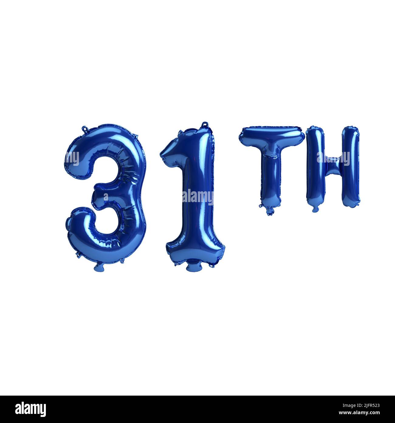3d illustration of 31th blue balloons isolated on white background ...
