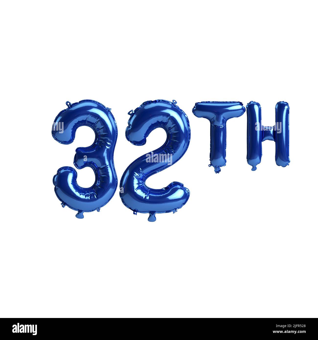 3d illustration of 32th blue balloons isolated on white background ...