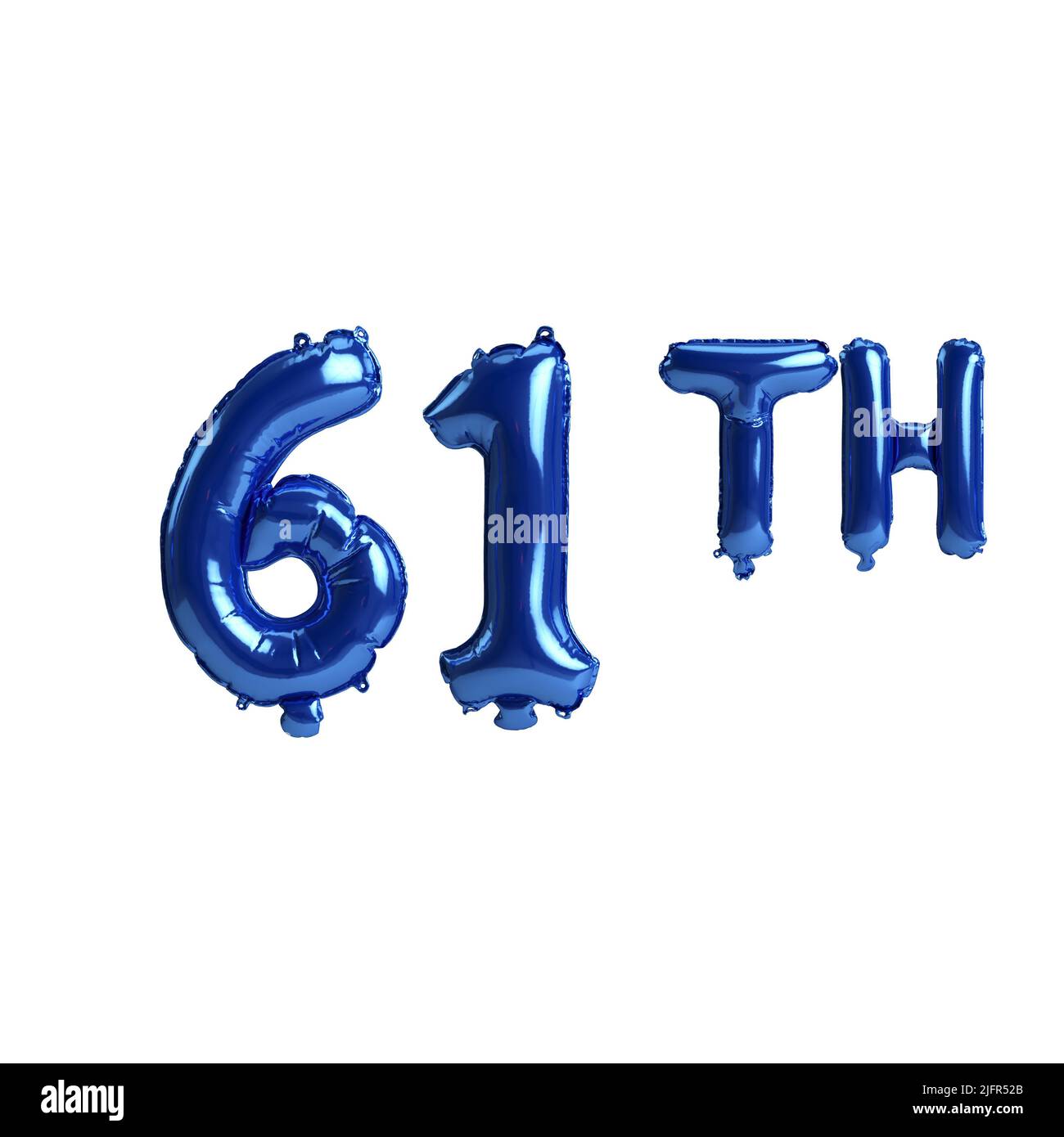 3d illustration of 61th blue balloons isolated on white background ...