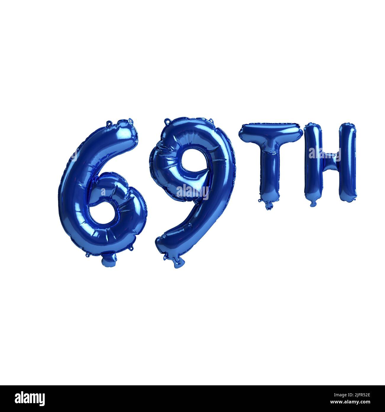 3d illustration of 69th blue balloons isolated on white background ...