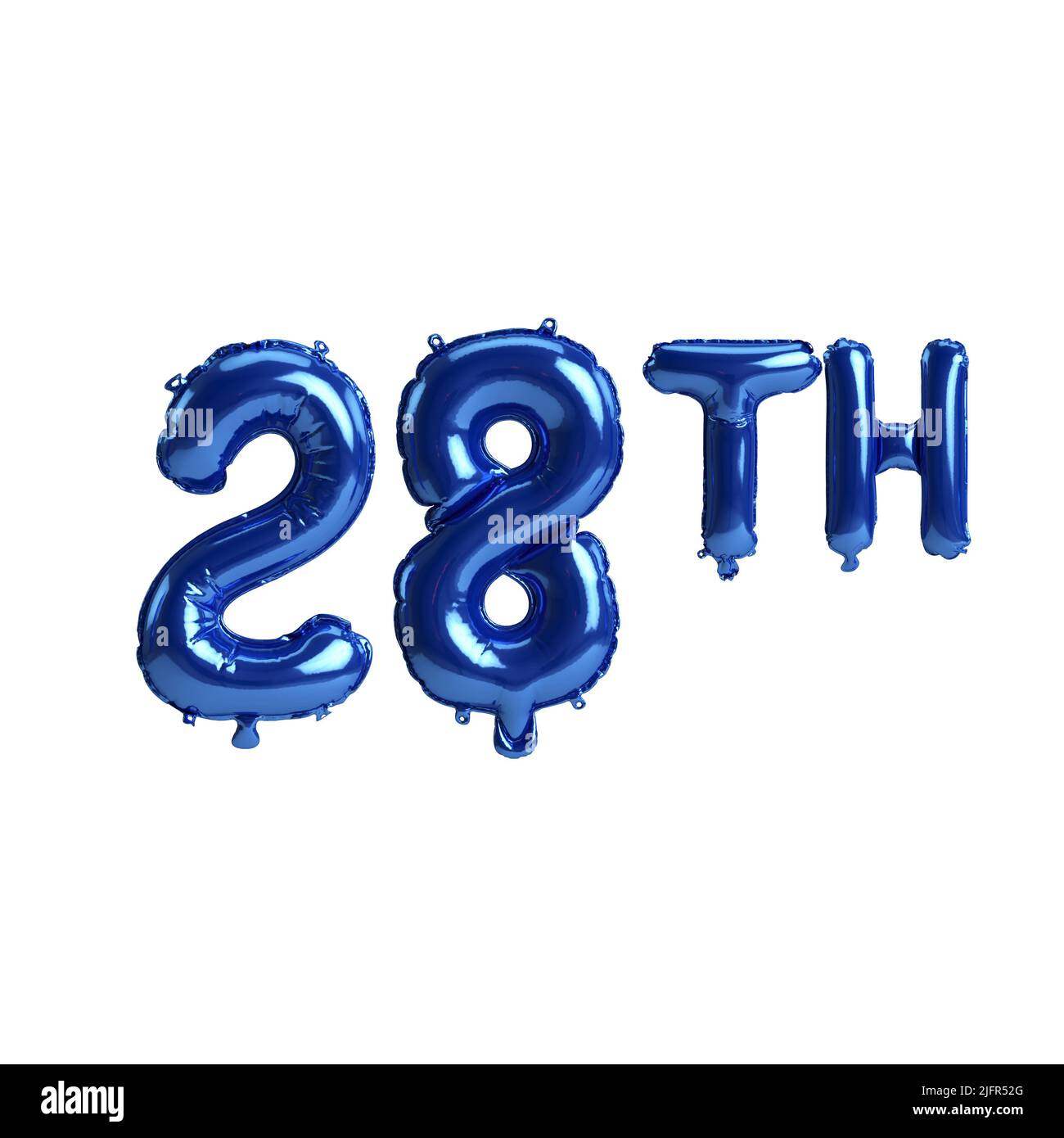 3d illustration of 28th blue balloons isolated on white background ...