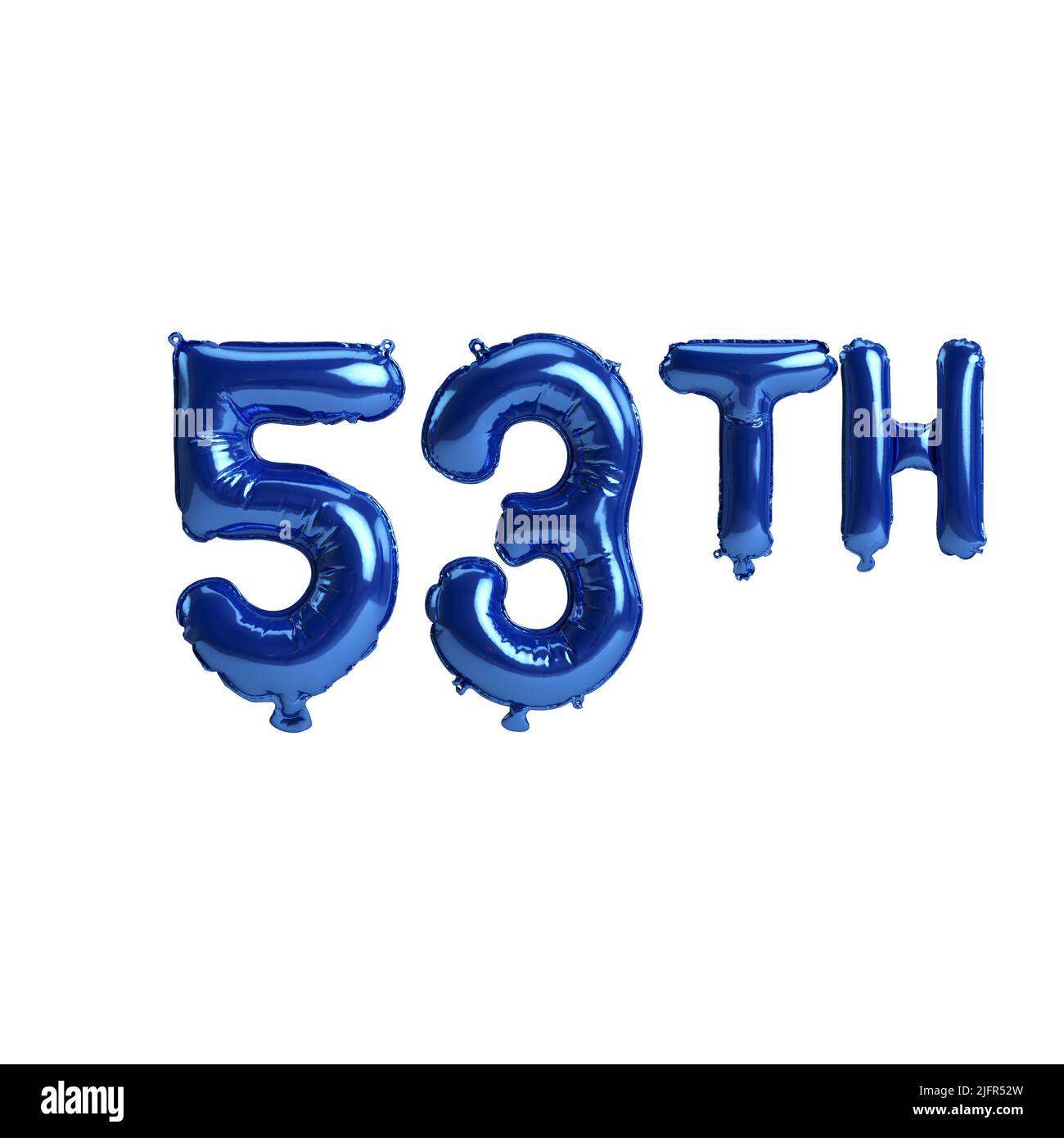3d illustration of 53th blue balloons isolated on white background ...
