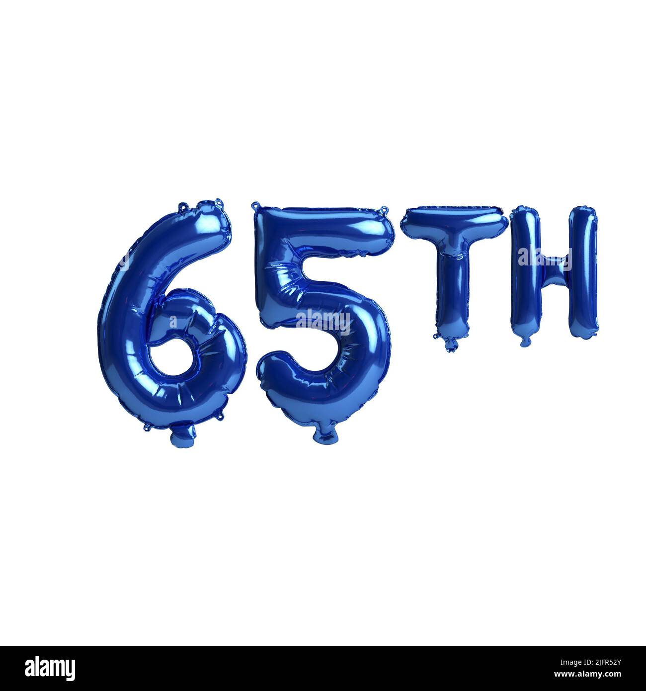 3d illustration of 65th blue balloons isolated on white background ...