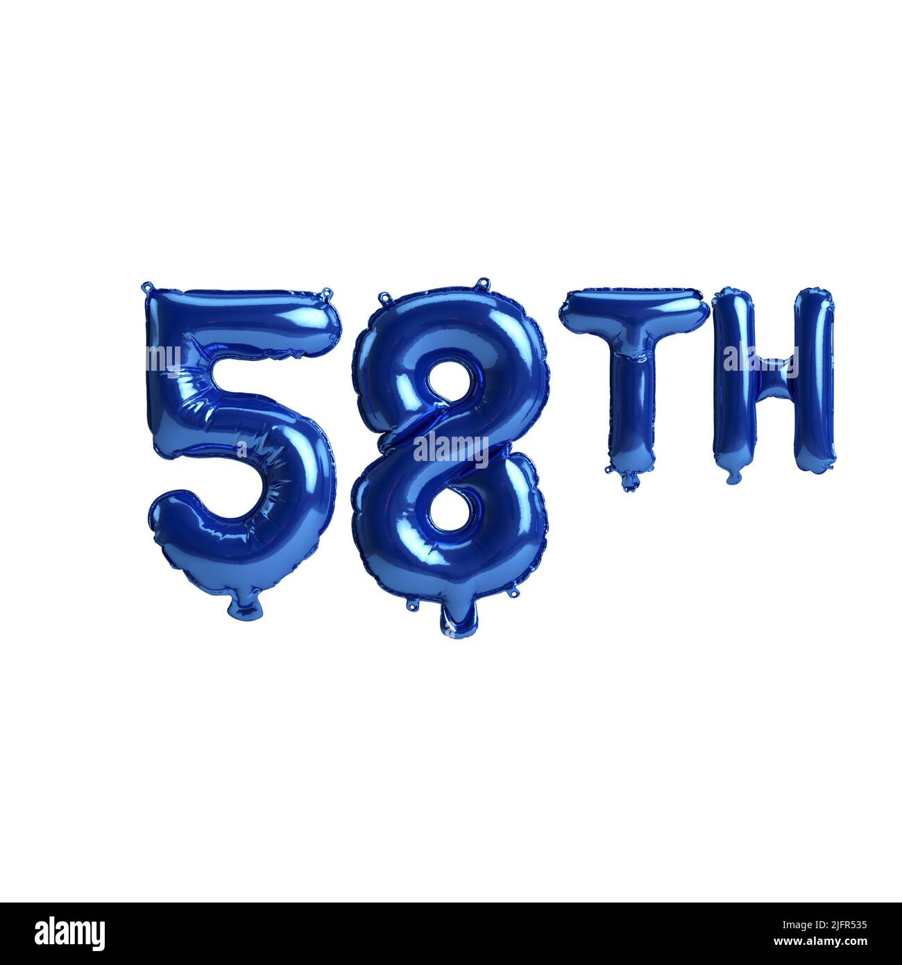 3d illustration of 58th blue balloons isolated on white background ...