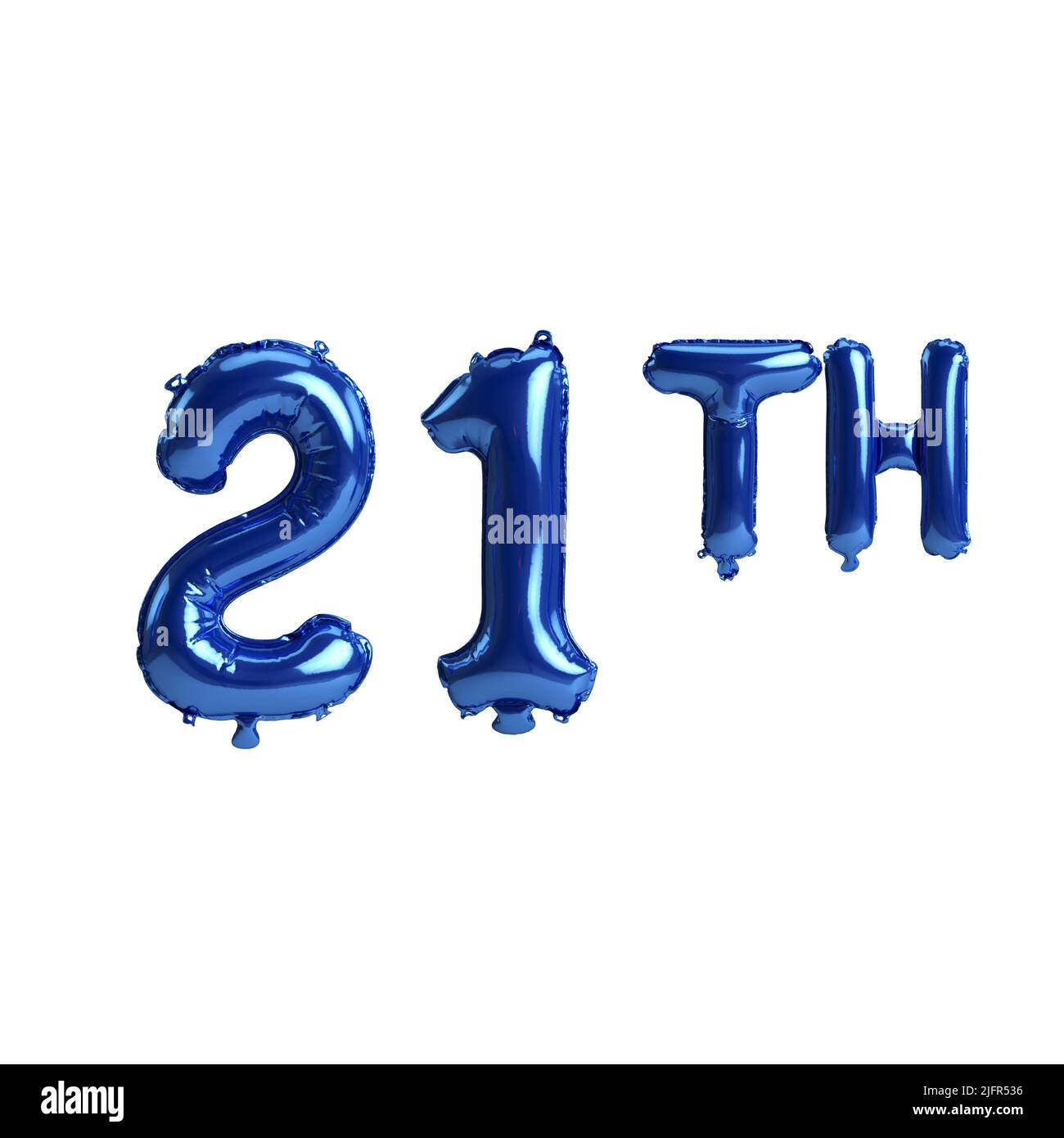 3d illustration of 21th blue balloons isolated on white background ...