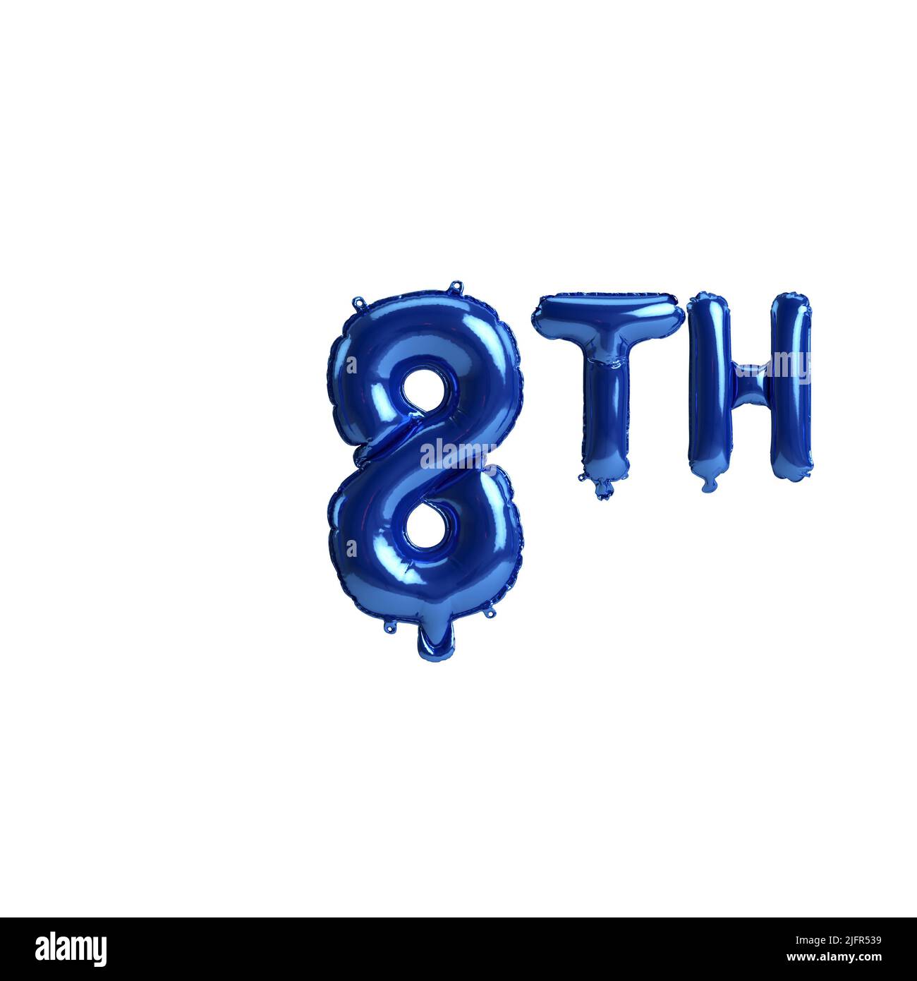 3d illustration of 8th blue balloons isolated on white background Stock ...