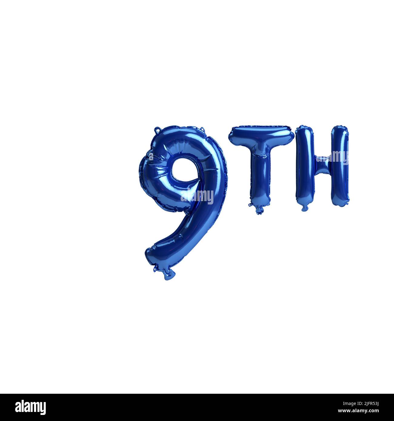 3d illustration of 9th blue balloons isolated on white background Stock ...