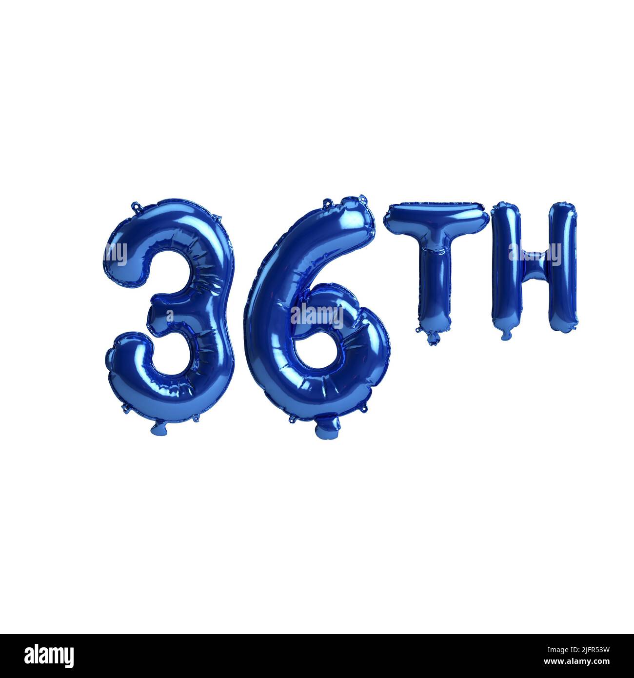 3d illustration of 36th blue balloons isolated on white background ...