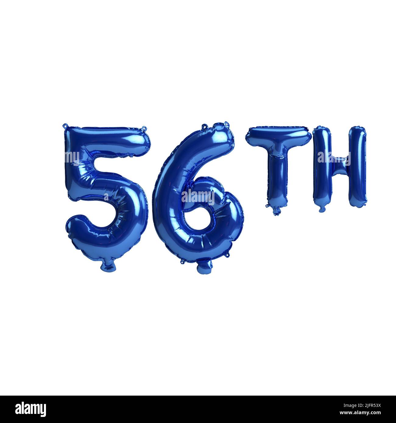 3d illustration of 56th blue balloons isolated on white background ...