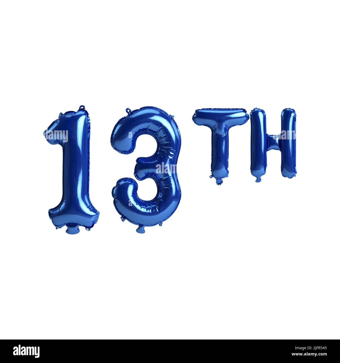 3d illustration of 13 percent blue balloons isolated on white ...