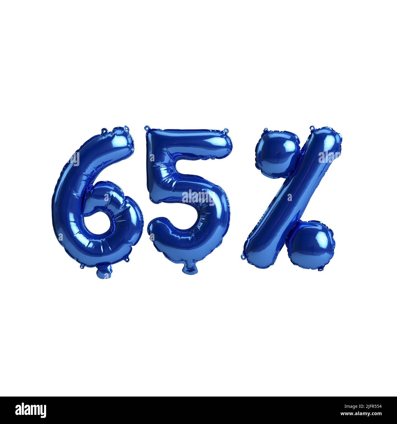 3d illustration of 65 percent blue balloons isolated on white ...