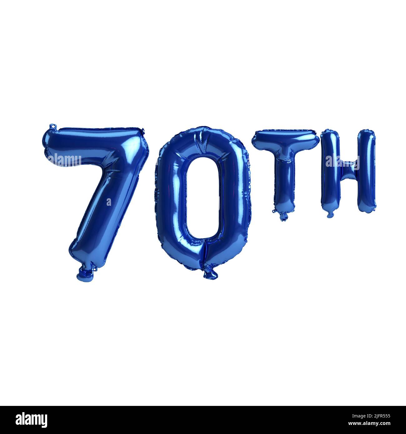 3d illustration of 70th blue balloons isolated on white background ...