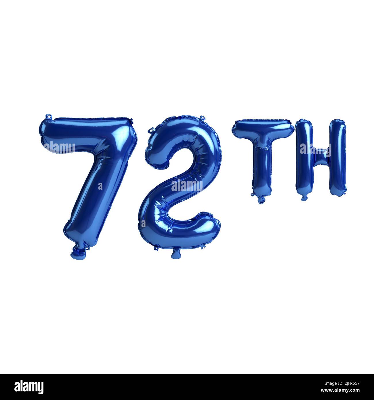 3d illustration of 72th blue balloons isolated on white background ...