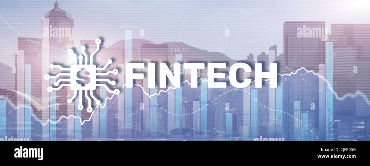 Financial technology concept. Fintech on modern citybackground Stock ...