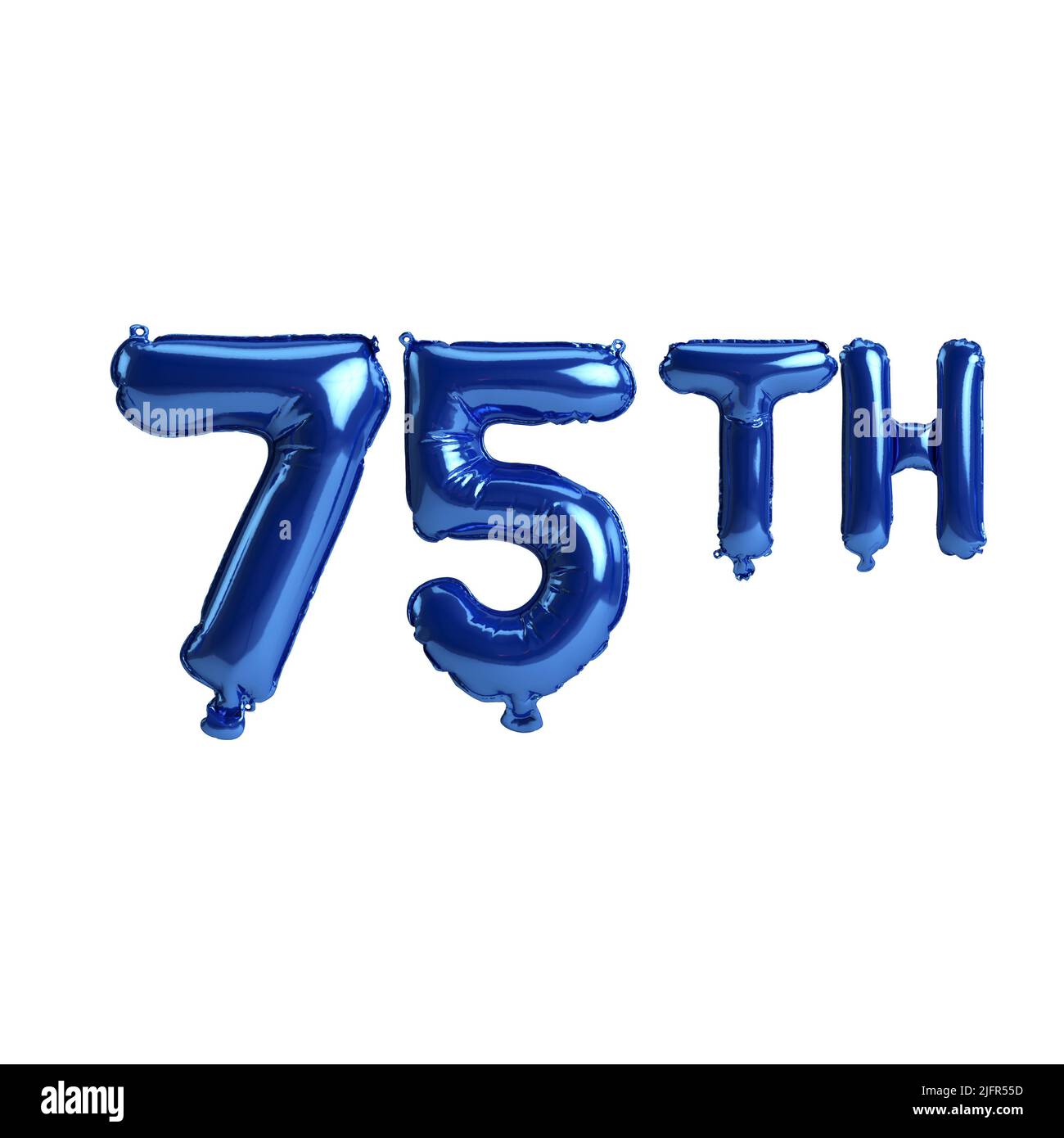 3d illustration of 75th blue balloons isolated on white background ...