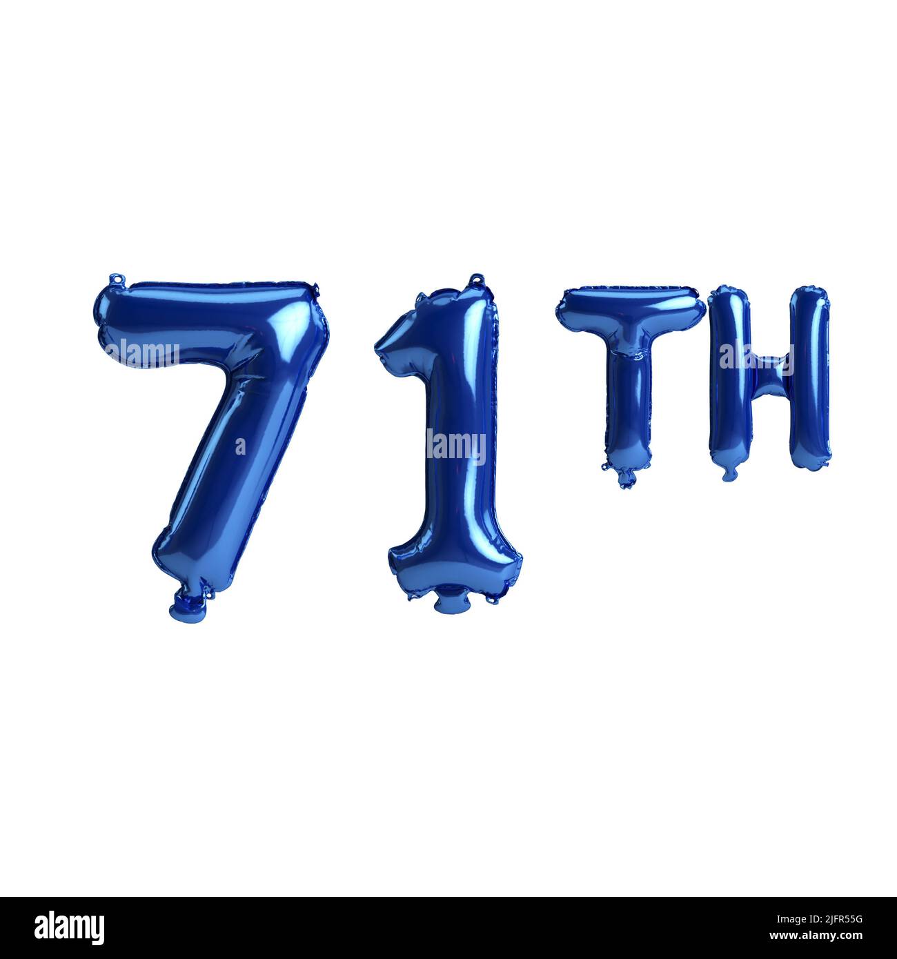 3d illustration of 71th blue balloons isolated on white background ...
