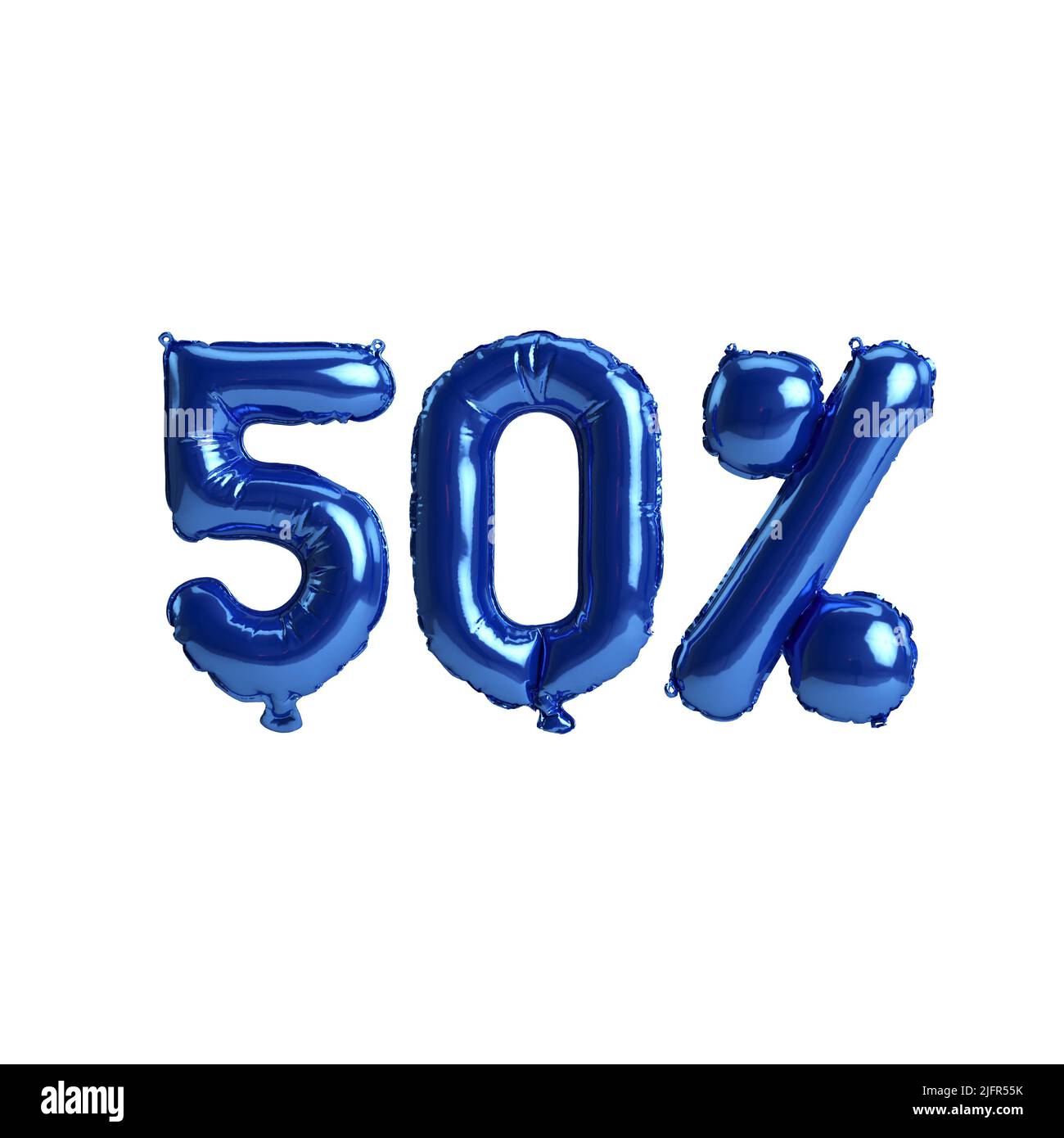 3d illustration of 50 percent blue balloons isolated on white ...