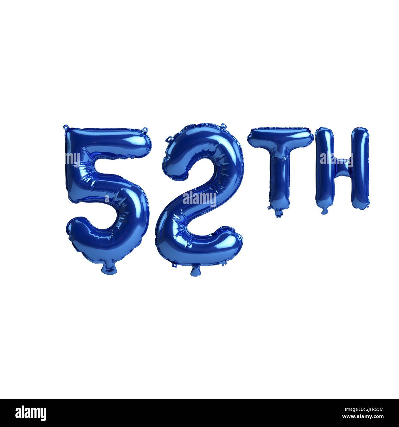 3d illustration of 52th blue balloons isolated on white background ...