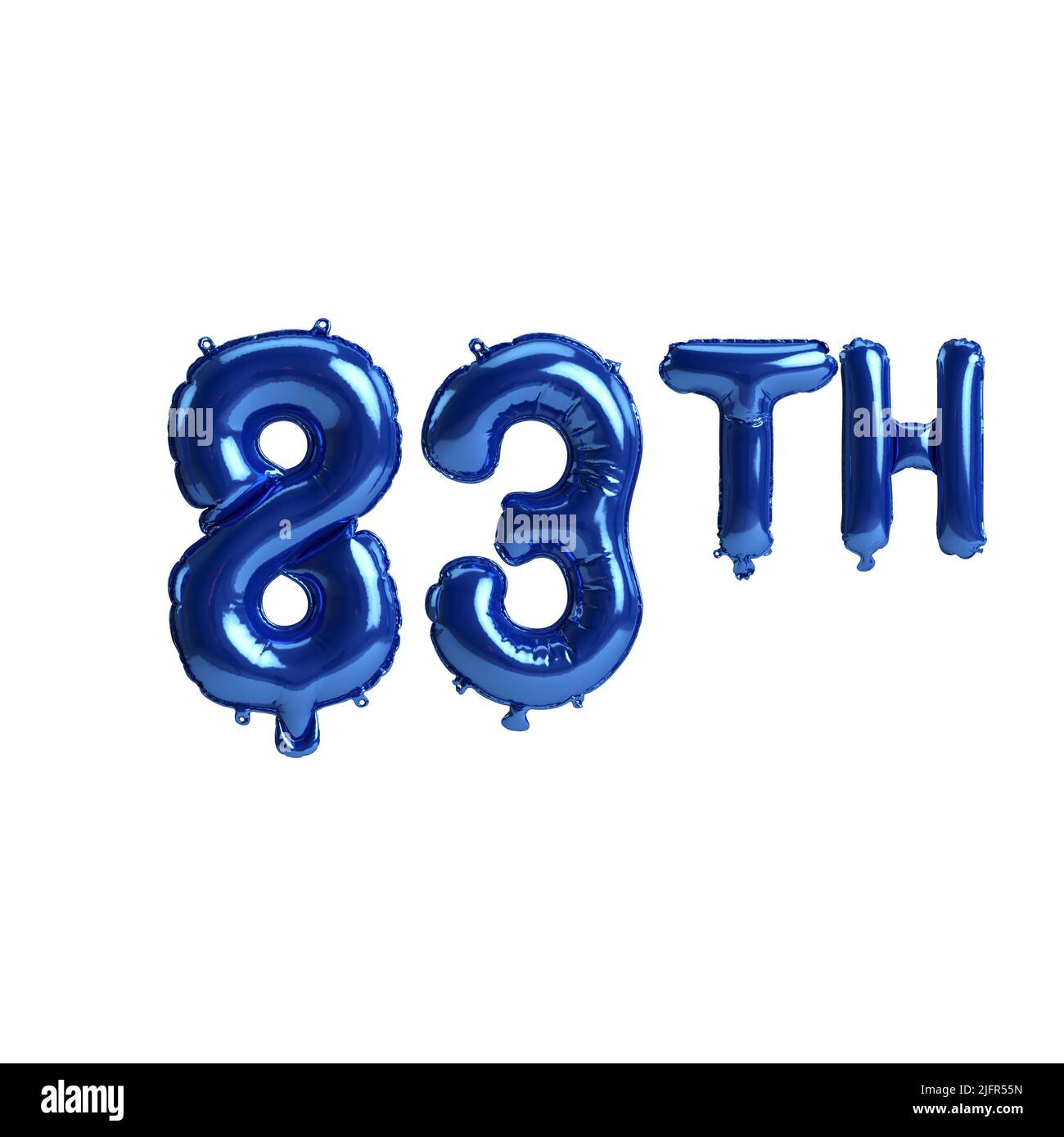 3d illustration of 83th blue balloons isolated on white background ...