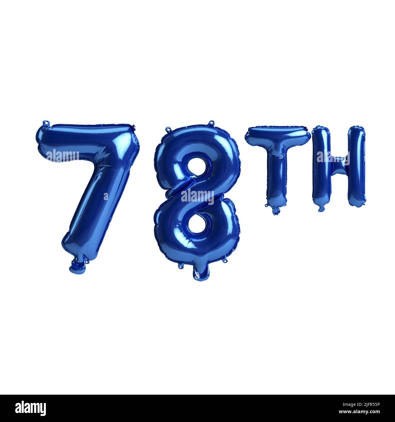 3d illustration of 78th blue balloons isolated on white background ...