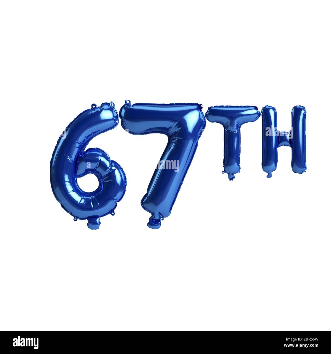 3d illustration of 67th blue balloons isolated on white background ...