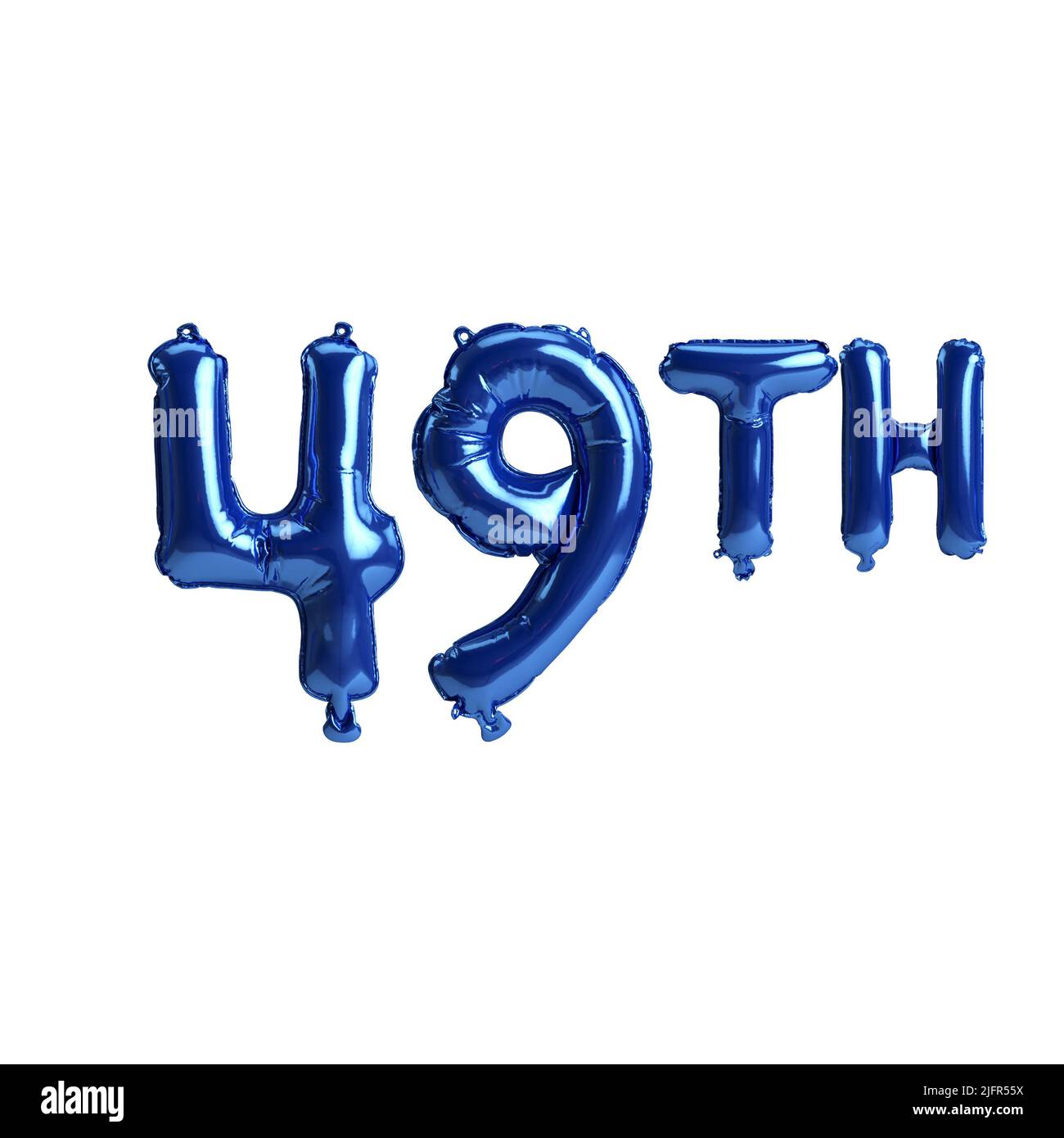 3d illustration of 49th blue balloons isolated on white background ...