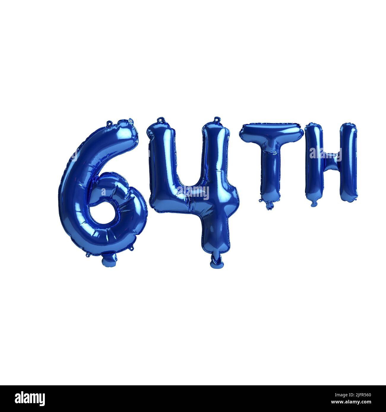 3d illustration of 64th blue balloons isolated on white background ...