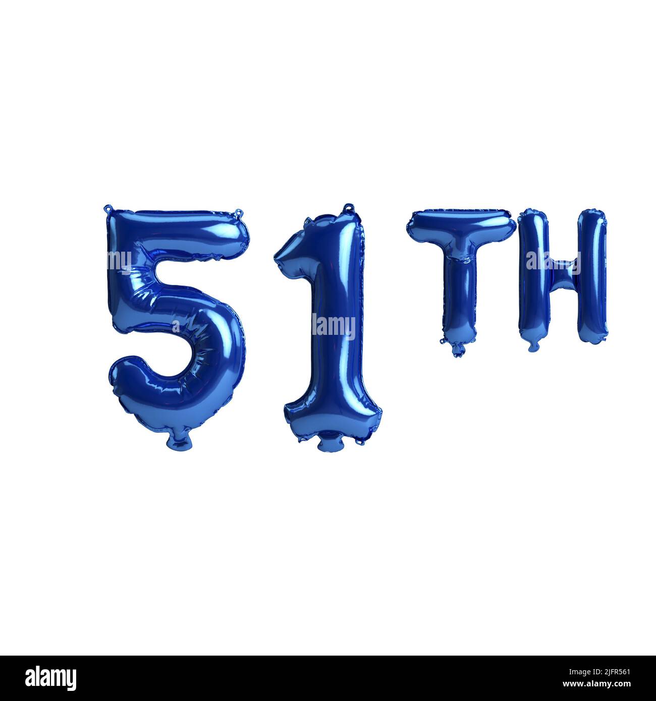 3d illustration of 51th blue balloons isolated on white background Stock Photo - Alamy