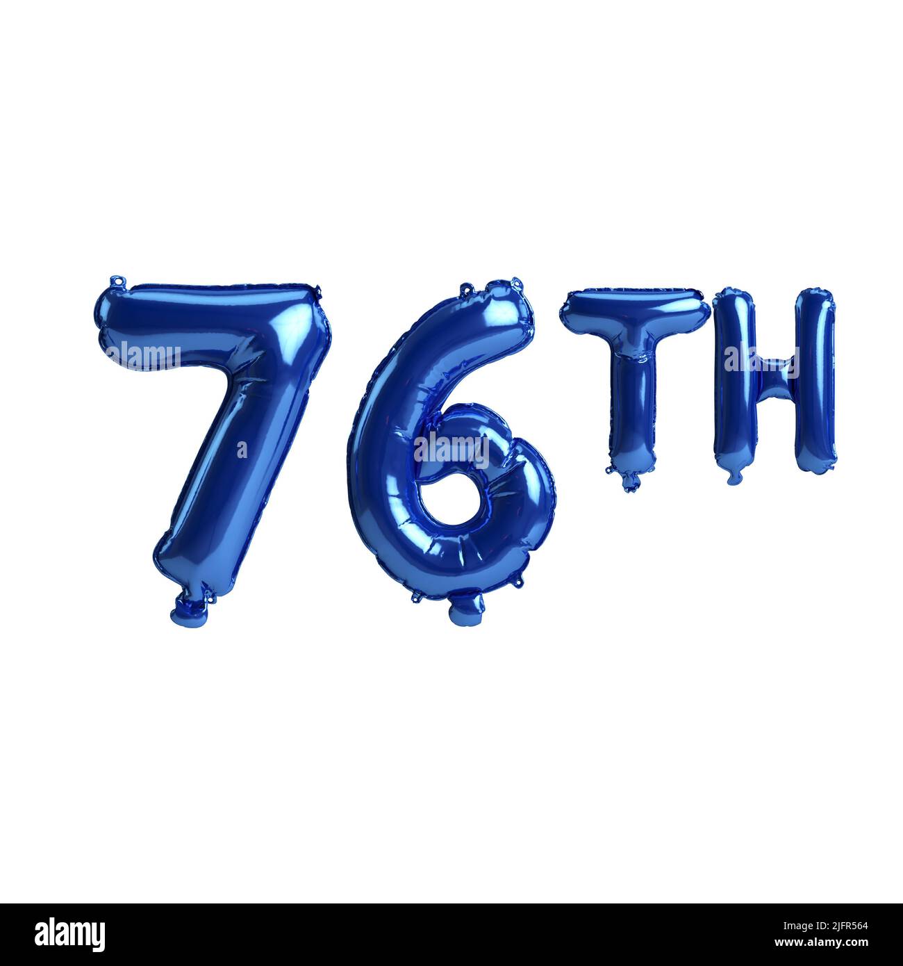 3d illustration of 76th blue balloons isolated on white background ...
