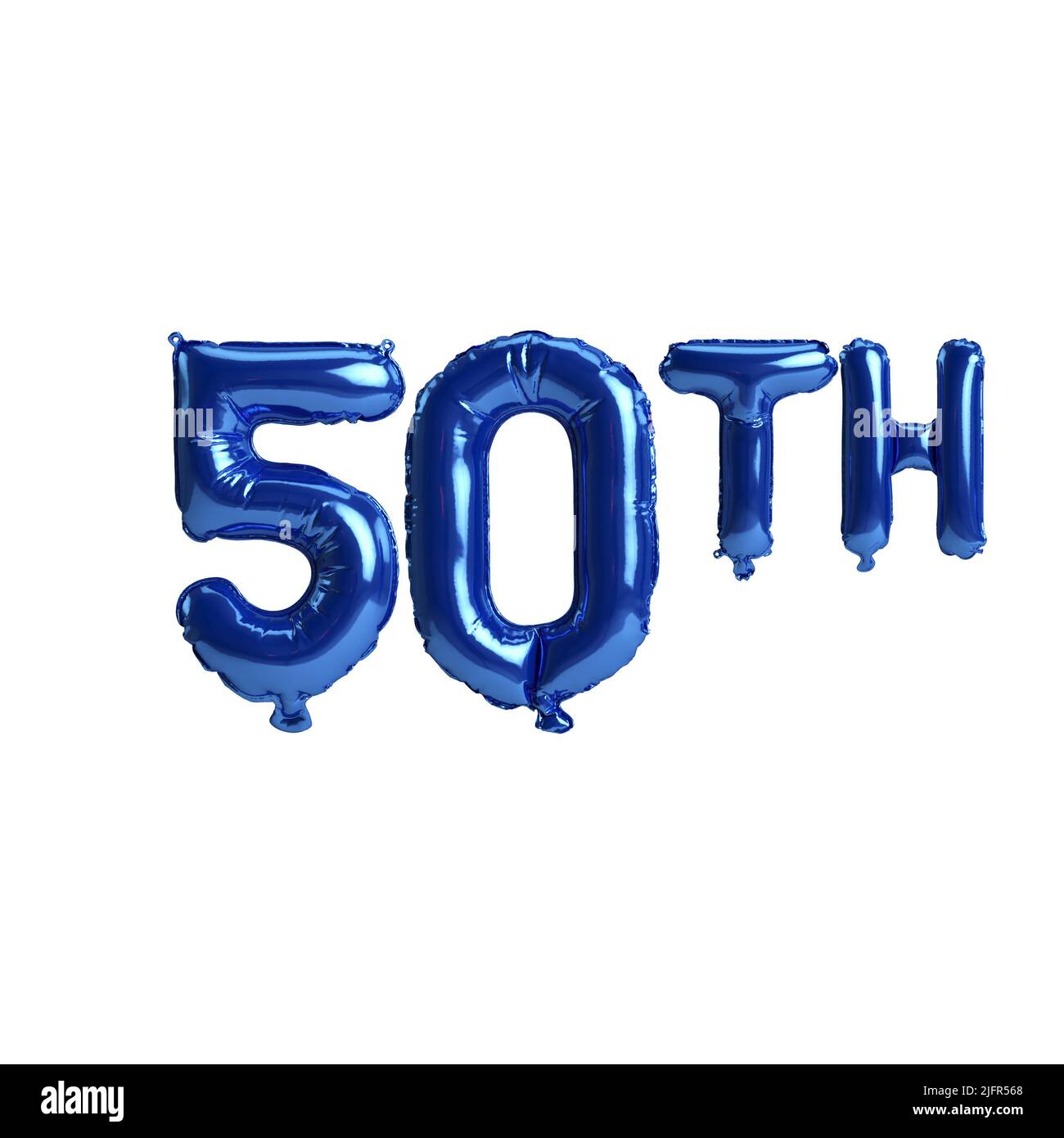 3d illustration of 50th blue balloons isolated on white background ...