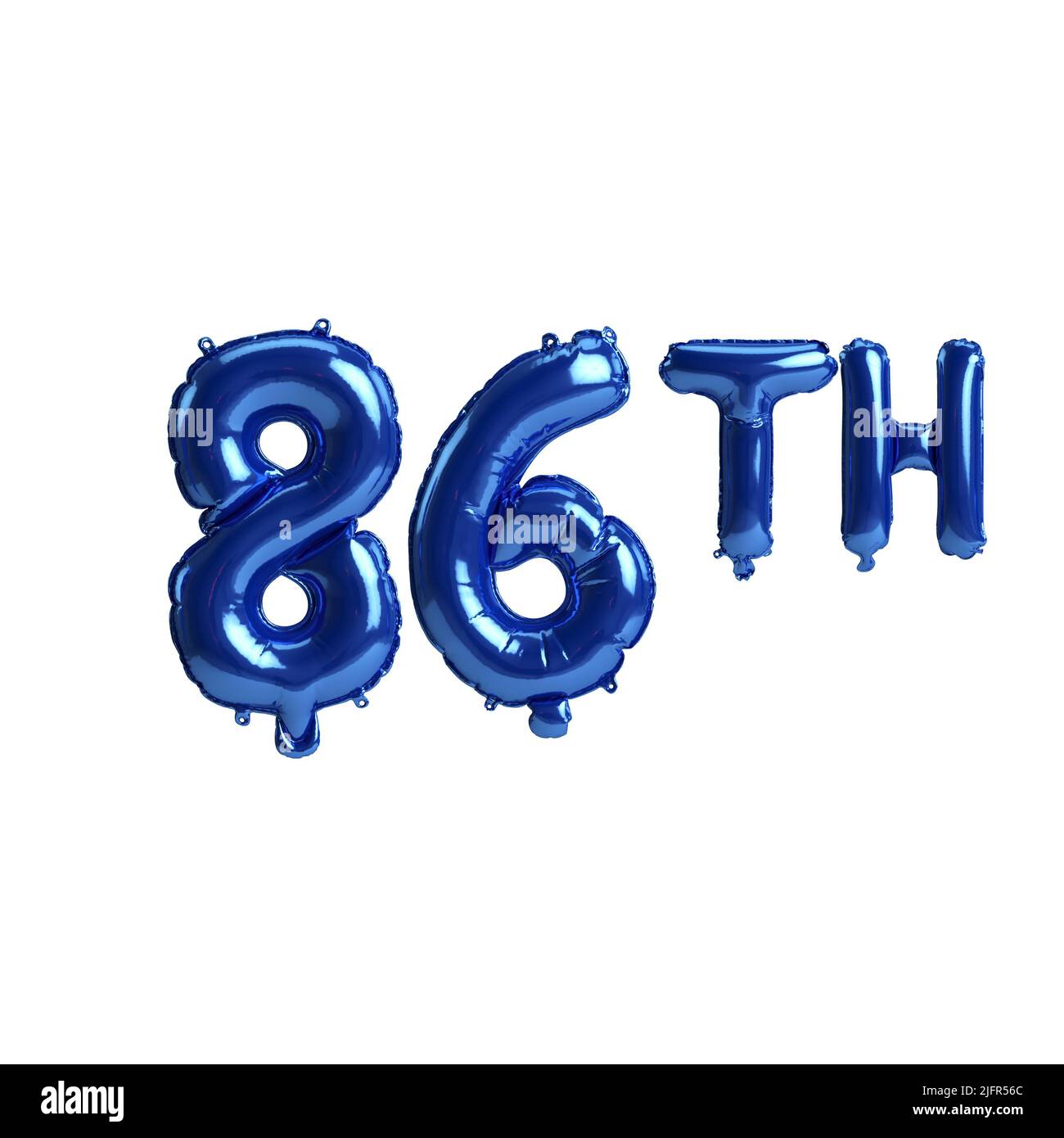 3d illustration of 86th blue balloons isolated on white background ...